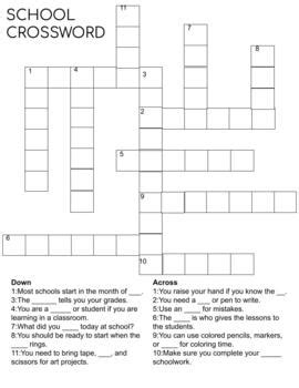School Themed Crossword Puzzle By Mccormickelementary Tpt