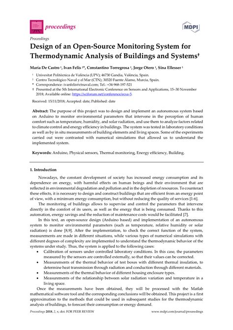 Pdf Design Of An Open Source Monitoring System For Thermodynamic Analysis Of Buildings And Systems