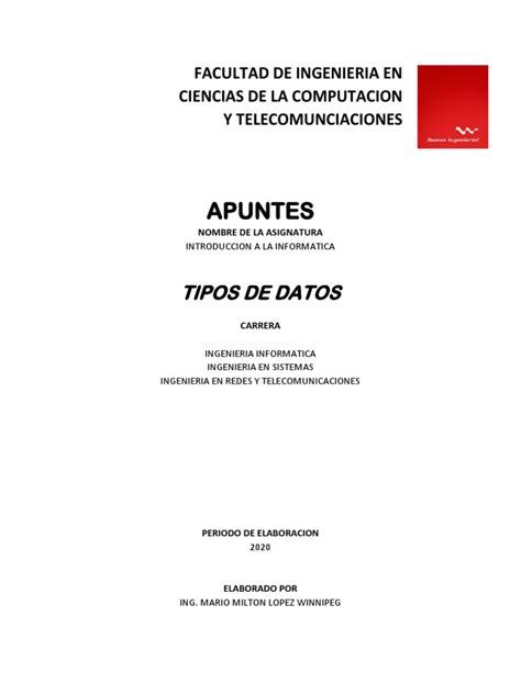 unidad i 2 tipos de datos descargar gratis pdf estructura de datos