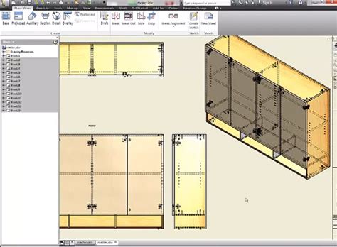 คลิปวิดีโอสอนการเขียนแบบงานเฟอร์นิเจอร์ตู้ไม้ด้วยการออกแบบและสร้างโมเดล3dจากโปรแกรมautodesk