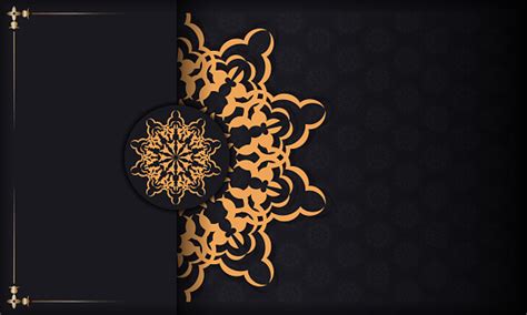 빈티지 패턴엽서 디자인 고급스러운 장식과 텍스트와 로고를 위한 장소가 있는 블랙 배너 0명에 대한 스톡 벡터 아트 및 기타