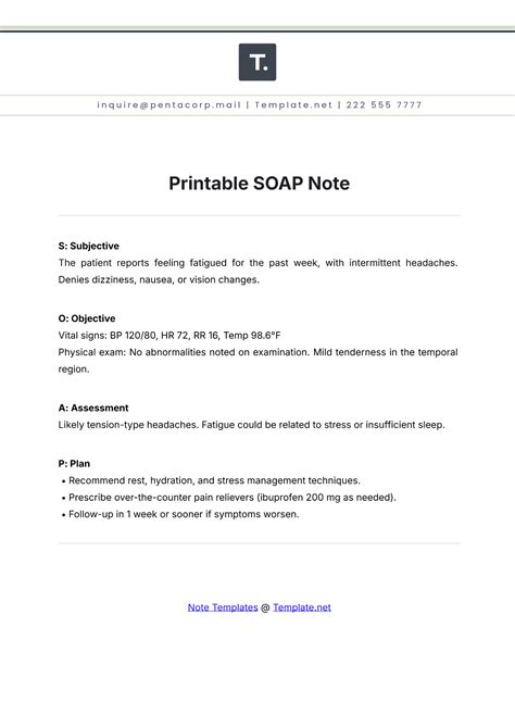Free Soap Note Templates Editable And Printable