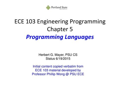 Ppt Ece 103 Engineering Programming Chapter 5 Programming Languages