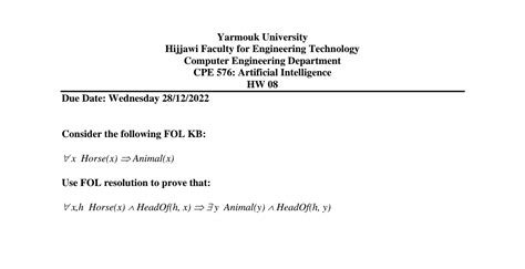 Solved Yarmouk University Hijjawi Faculty For Engineering