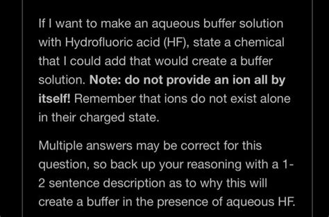 Solved If I Want To Make An Aqueous Buffer Solution With Chegg Com