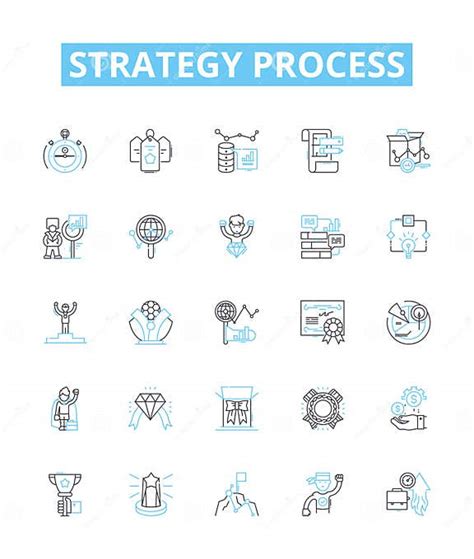 Strategy Process Vector Line Icons Set Planning Analysis Execution Decision Making