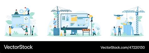 File Data Management Set Tiny People Manage Vector Image