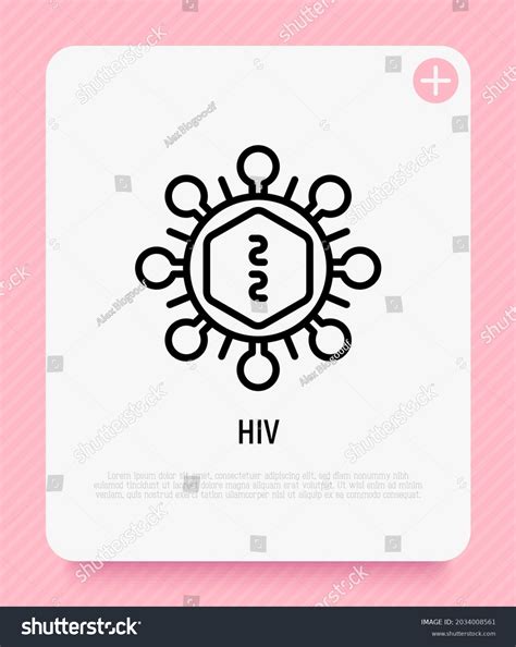 Hiv Cell Under Microscope Thin Line Stock Vector Royalty Free