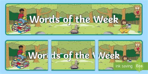 👉 Words Of The Week Display Banner Professor Feito