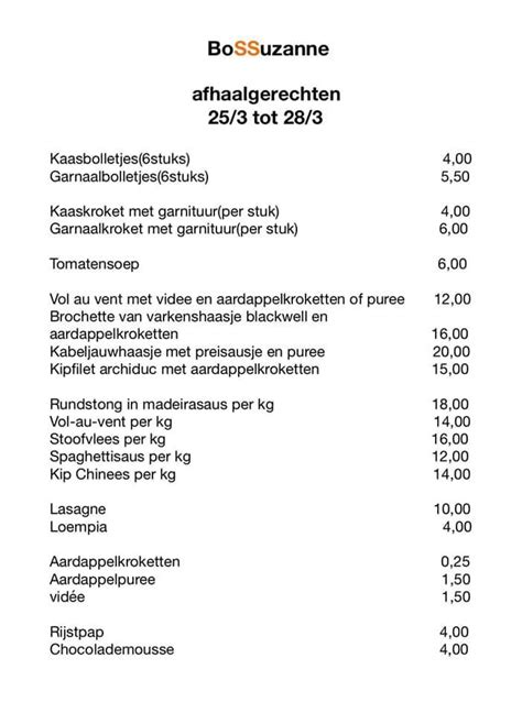 Menu At Bossuzanne Liedekerke