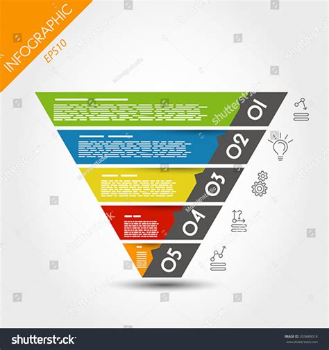 Colorful Infographic Reversed Pyramid Infographic Concept Stock Vector