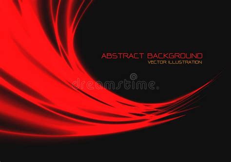 Abstract Red Light Fast Speed Curve Motion On Black Technology Luxury Background Vector Stock