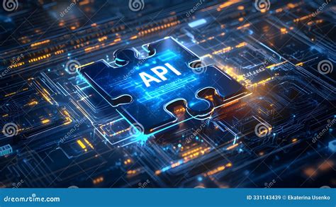 Api Integration Concept With Puzzle Piece And Tech Background Stock Illustration Illustration