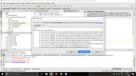 Not Able To Create New Activity In Android Studionullpointerexception