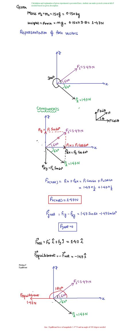 [Solved] 5 Procedure: Finding the equilibrant of two known forces . Use the... | Course Hero