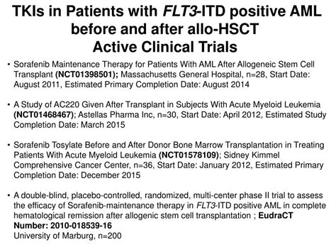 Ppt Flt3 Itd And Flt3 Inhibitors In The Setting Of Allogeneic Stem Cell Transplantation For
