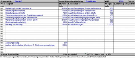 Prozesskostenrechnung Mit Excel Arbeitshilfe