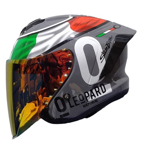 Jual LEO GREY GLOSSY JS ARMOR Helm Half Face Js Armor Motif