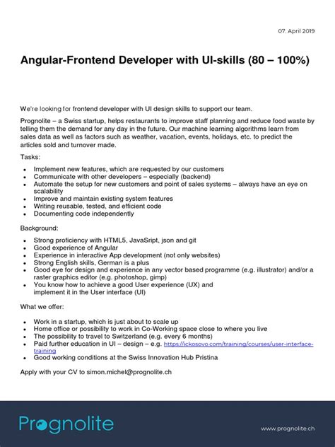 job description frontend development pdf
