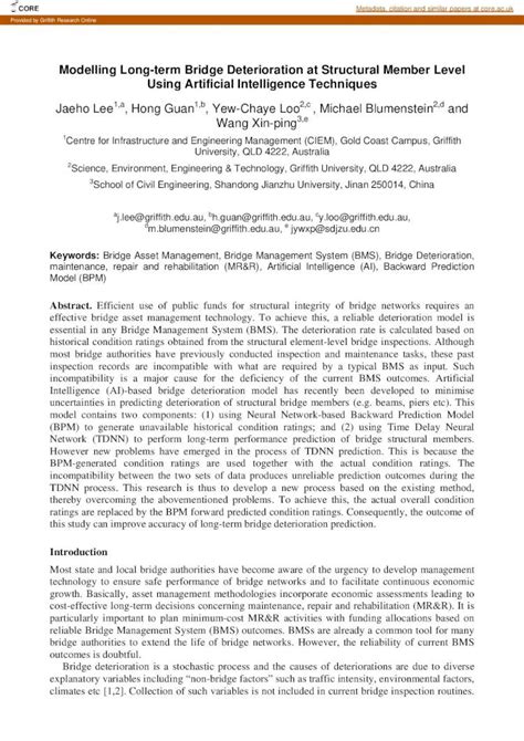 Pdf Modelling Long Term Bridge Deterioration At Structural Member