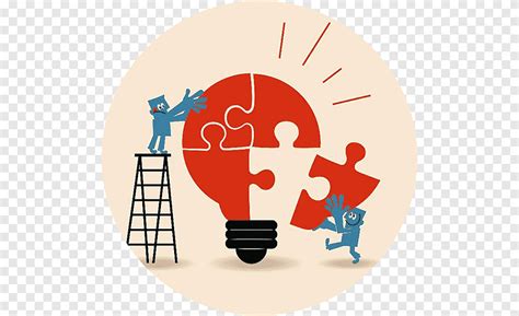 Men Fixing Red Light Bulb Puzzle Illustration Implementation Problem