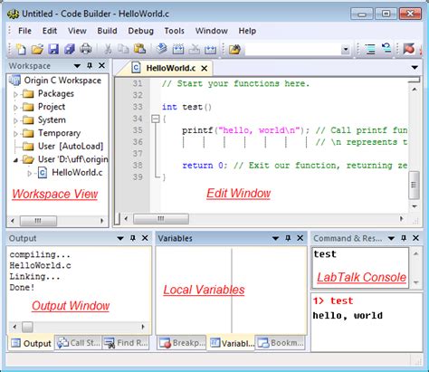 Help Online Origin C Basic Features