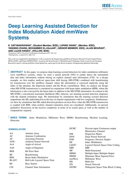 Pdf Deep Learning Assisted Detection For Index Modulation Aided Mmwave Systems