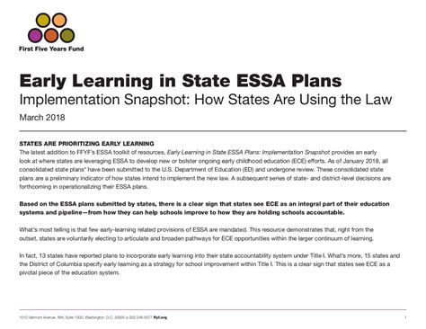 Early Learning In State Essa Plans How States Are Using The Law