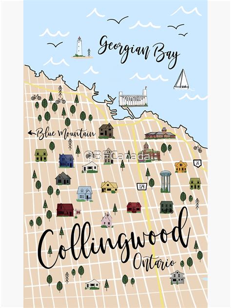 Map Of Collingwood Ontario Canada Sticker By Qbfcanada Redbubble