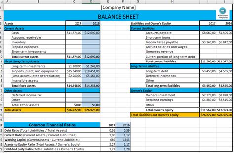 Basic Excel Balance Sheet Templates At Allbusinesstemplates