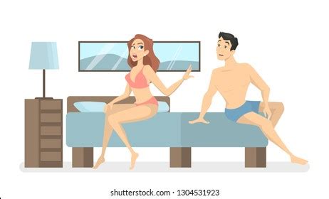 Sexual Problems Bed Man Woman Arguing Stock Vector Royalty Free Shutterstock