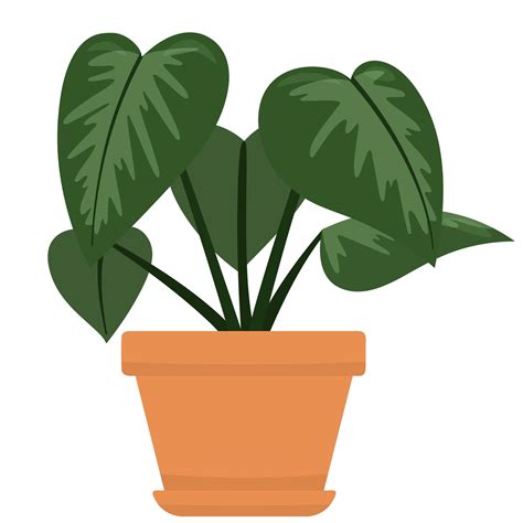 Cute Cartoon Home Plant In Clay Pot Vector Illustration 3193486 Vector