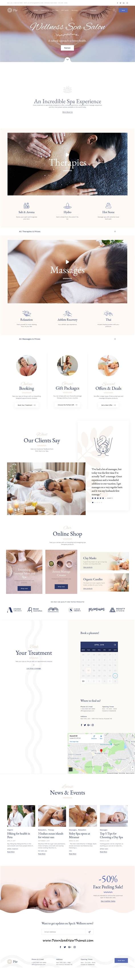 Pur Spa Wordpress Theme Spa Massage Spa Wellness Spa