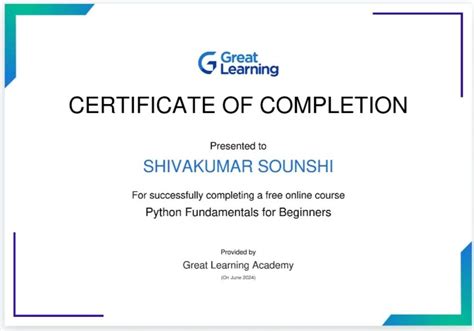 Greatlearningacademy Greatlearning Glacertificate Shivakumar Sounshi