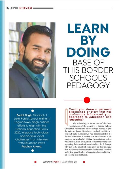 Badal Singh On Linkedin Interview Published In A National Educational