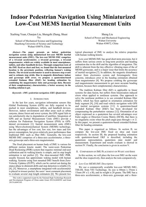 Pdf Indoor Pedestrian Navigation Using Miniaturized Low Cost Mems Inertial Measurement Units