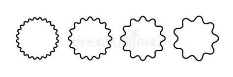 Line Wave Curve Edge Frame Wavy Scalloped Circle Borders Doodle Brush Drawn Round Picture