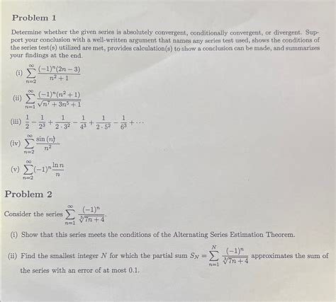 Solved Problem Determine Whether The Given Series Is Chegg