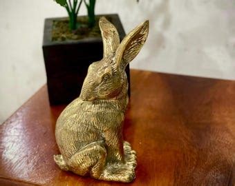 Vintage Brass Bunny Rabbit Bookends Etsy