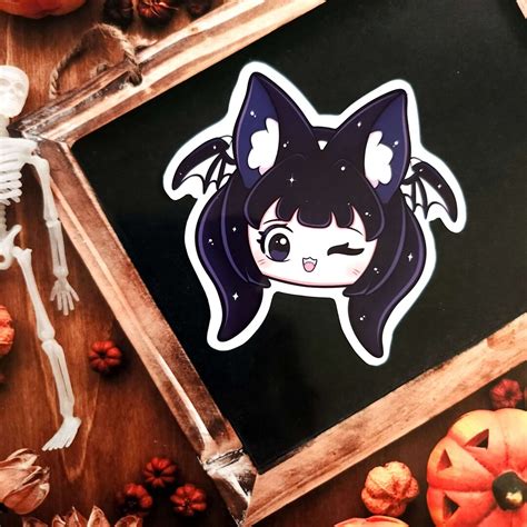 Kawaii Chibi Girl Vinyl Sticker Stickers Chibi Cute Chibi Bat