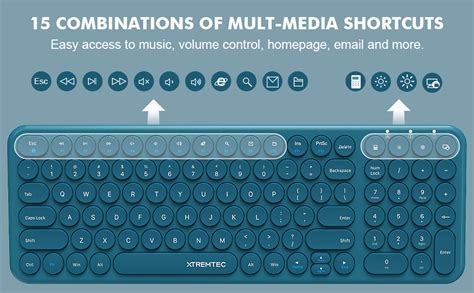 Wireless Keyboard And Mouse XTREMTEC Compact Full Size Cute Keyboard Retro Round Keycap 2