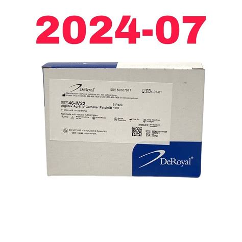 New Deroyal 46 Iv22 Algidex Ag Iv Catheter Patch5b 10c Exp 2024 07 Disposables General For