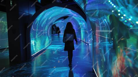 Premium Photo Visitors Walk Through An Immersive Digital Art Installation