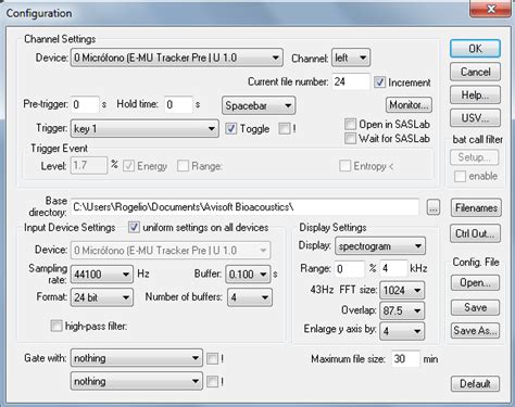 4 View Of The Configuration Settings Of The Avisoft Recorder Software