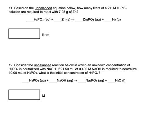 Solved 11 Based On The Unbalanced Equation Below How Many