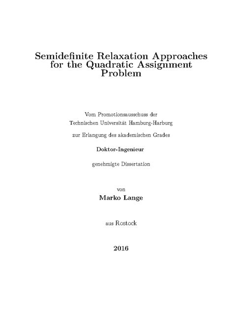Sdp Relaxations For The Qap Semidefinite Relaxation Approaches For The Quadratic Assignment