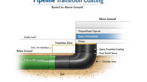 Pipeline Transition Coating Underground To Above Ground When Pipe Leaves