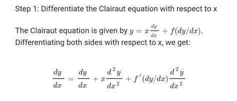 Get Answer Step 1 Differentiate The Clairaut Equation With Respect