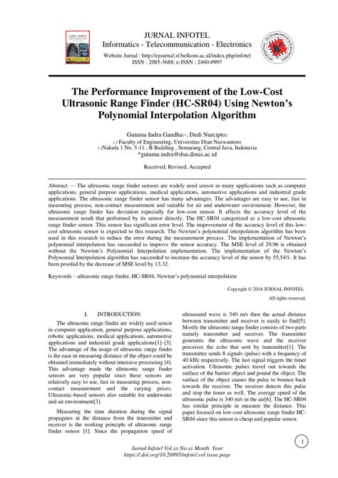 pdf the performance improvement of the low cost ultrasonic range