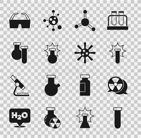 Set Test Tube And Flask Radioactive Chemical Explosion Molecule Safety Goggle Glasses And